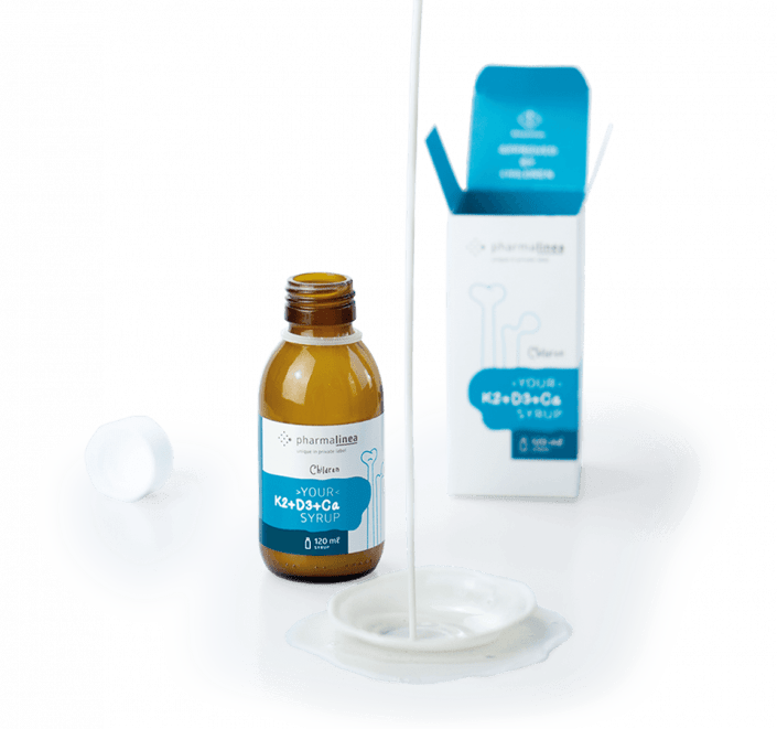 Private label K2+D3+Ca Syrup I Clinically supported - PharmaLinea